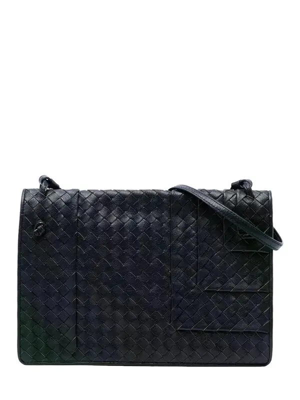 Bottega Veneta Nappa Intrecciato Flap Cross Body Bag - Blue