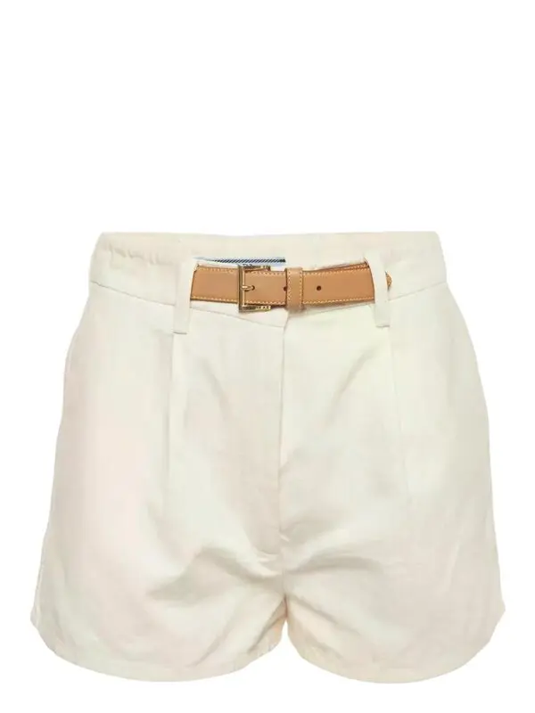 Prada Belted Canvas Shorts - White