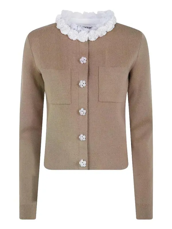 SELF-PORTRAIT Embellished Knit Cardigan - Neutrals