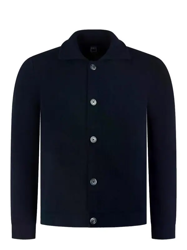 Fedeli Button-up Collared Cardigan - Blue