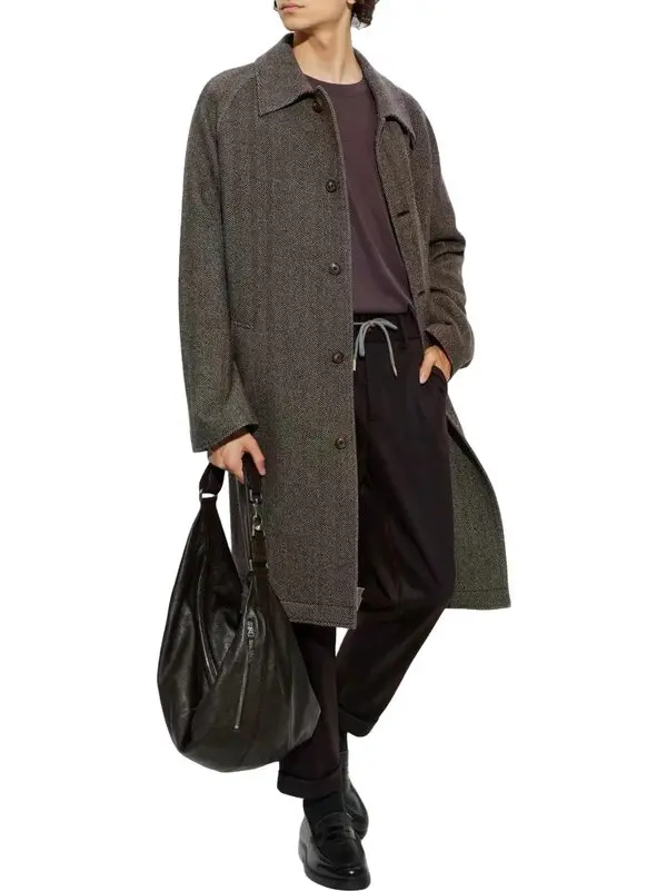 Eleventy Drawstring-waistband Turned-up-hem Trousers - Black