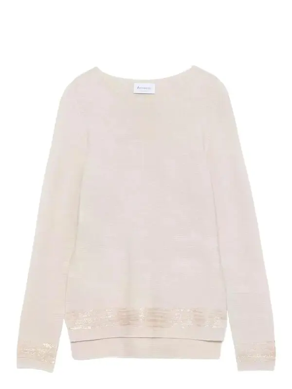 AROVESCIO Glitter-trim Boat-neck Sweater - Neutrals