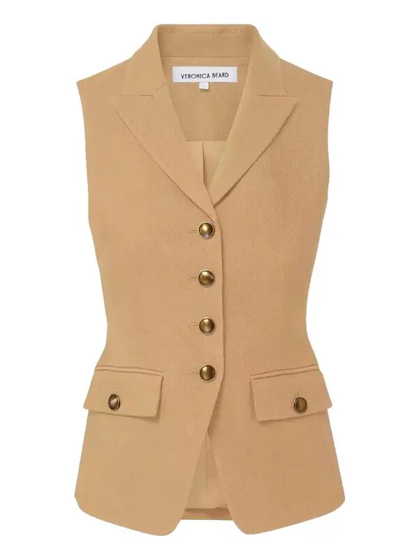 Veronica Beard Benny Button-up Waistcoat - Neutrals