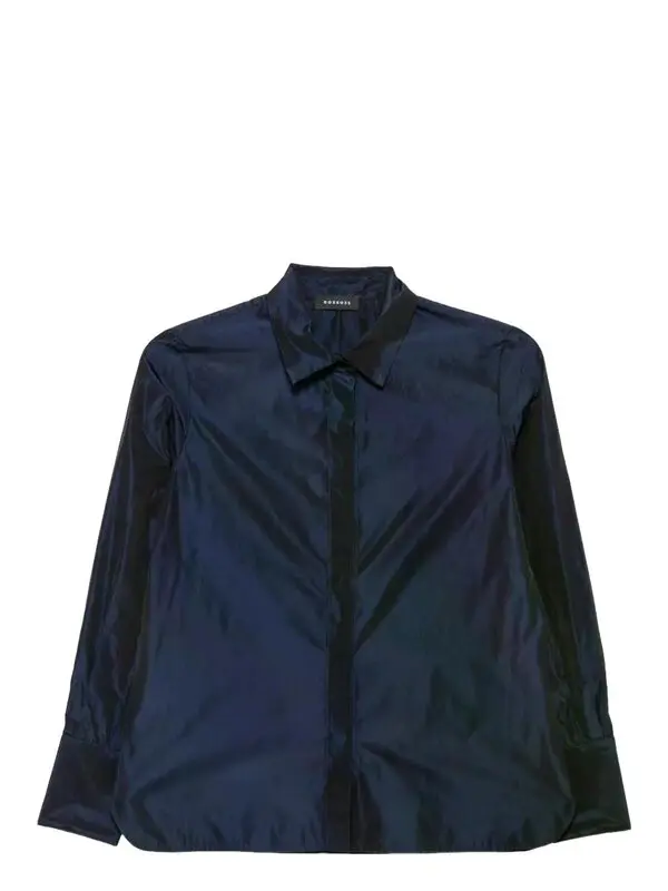 ROSSO 35 Iridescent-finish Long-sleeve Shirt - Blue