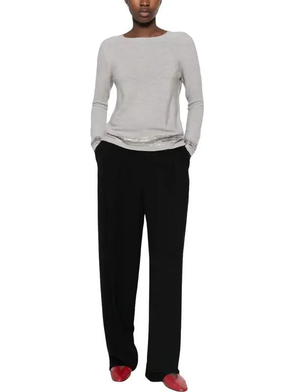 AROVESCIO Metallic-trim Side-slit Sweater - Grey
