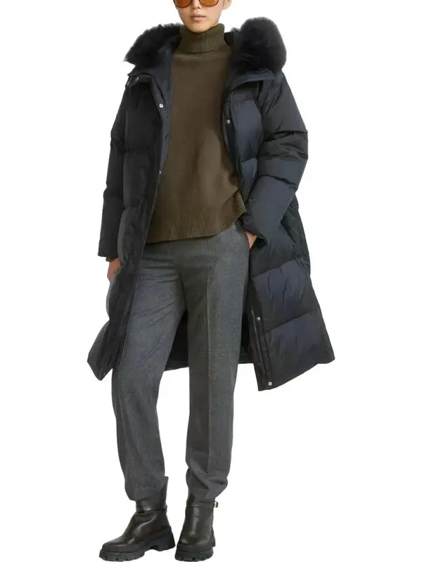 YVES SALOMON Lamb Wool-trim Down Jacket - Black