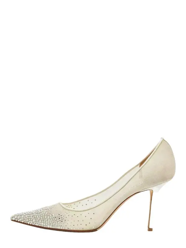 JIMMY CHOO Embellished Mesh Love Heeled Pumps - Neutrals