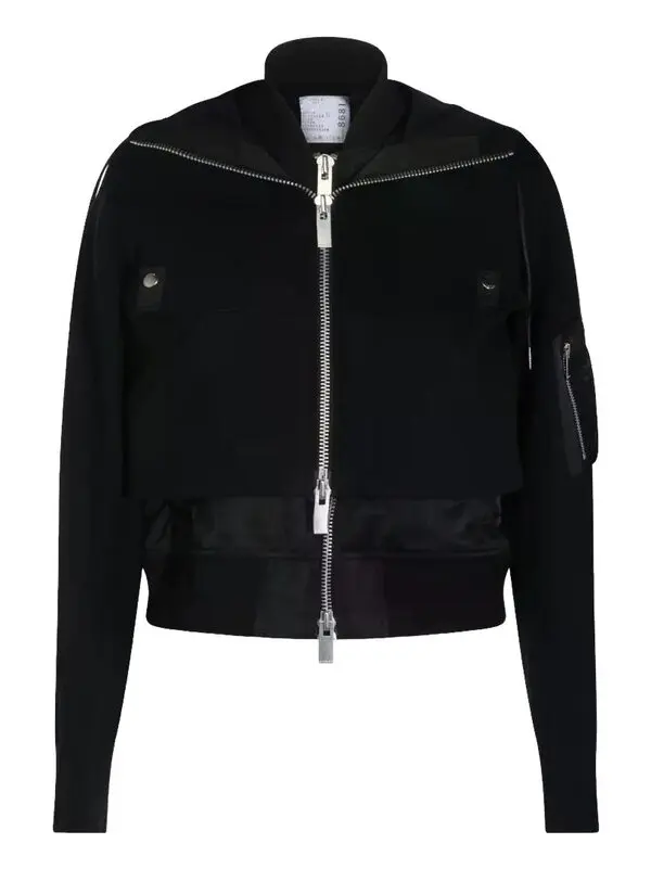 Sacai Layered-panel Hooded Jacket - Black