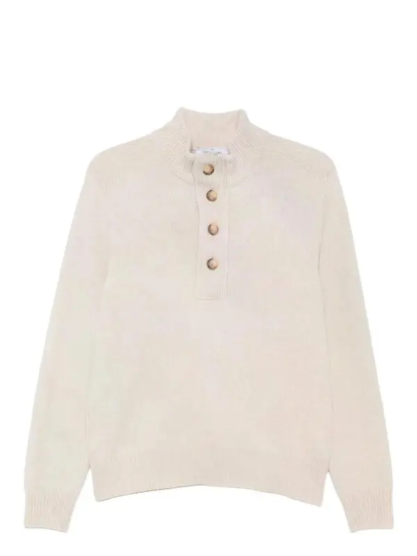 GRAN SASSO Button-up High-neck Sweater - Neutrals