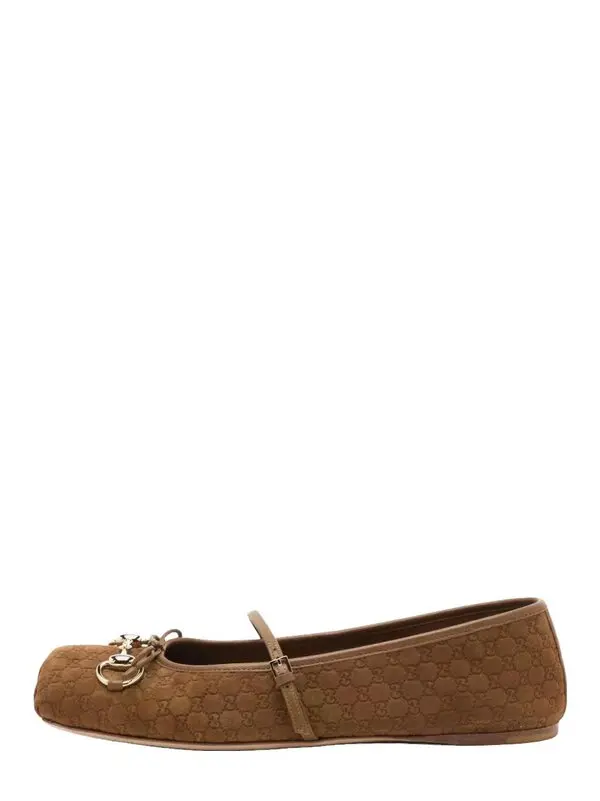 Gucci Horsebit Gg Ballet Flats - Brown