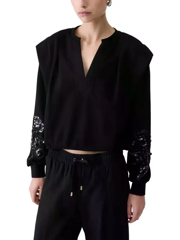 Liu Jo Sweatshirt With Jewel Embroidery - Black