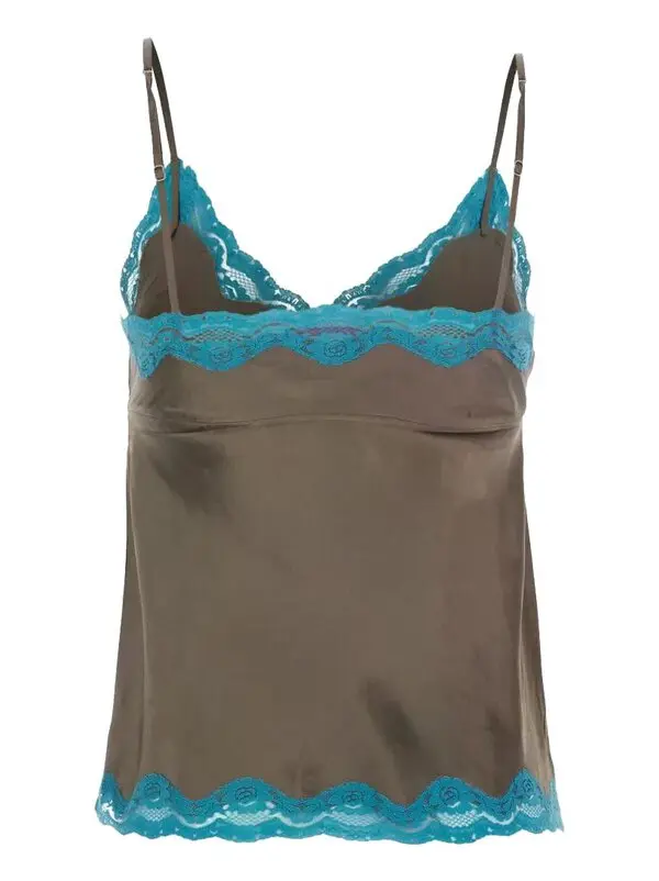 Gold Hawk Silk Lace-trim Camisole Top - Brown