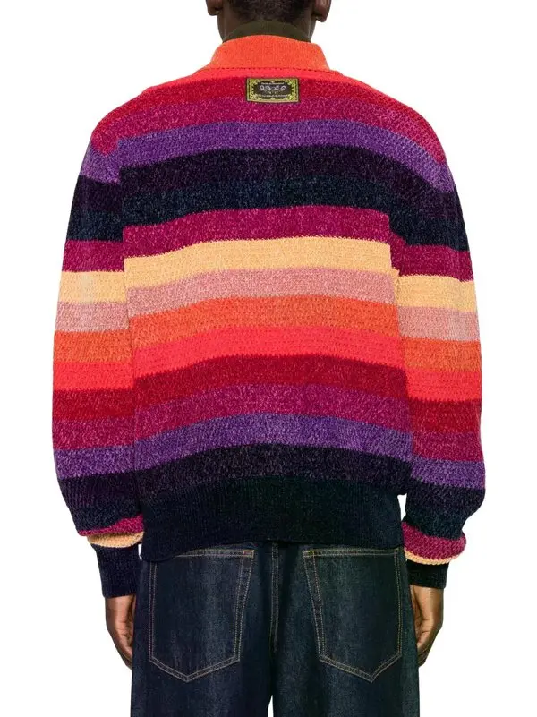 Drole De Monsieur Chenille Striped Sweater - Purple