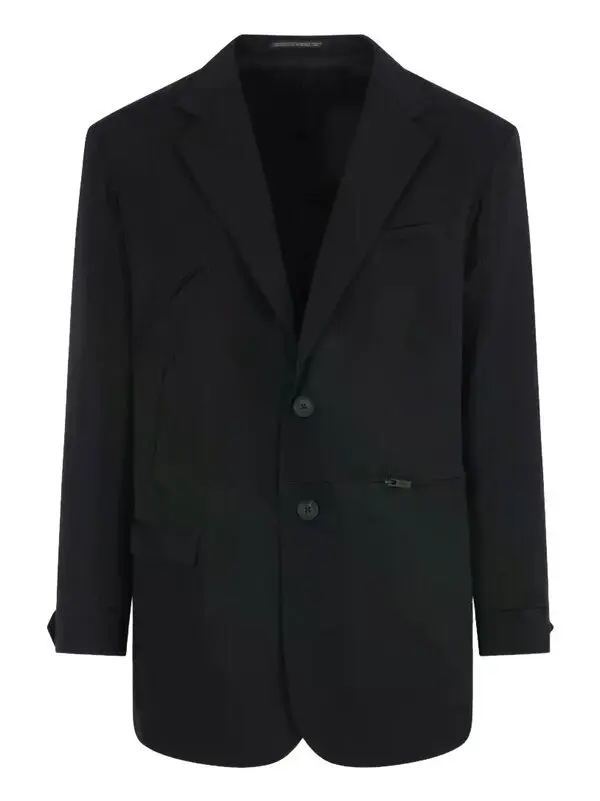 Yohji Yamamoto Wool Zip-detail Notch-lapel Jacket - Black