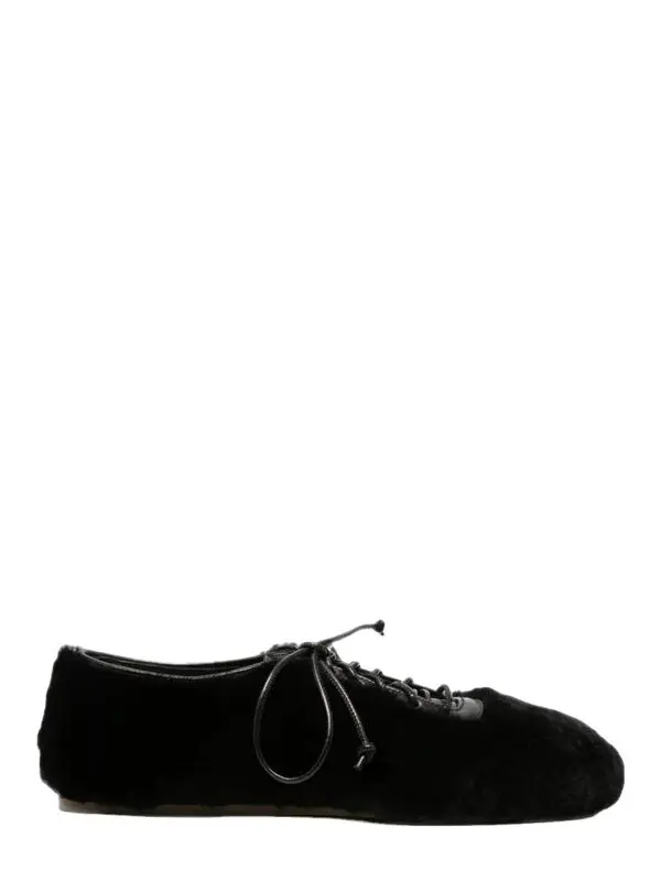 FORTE_FORTE Shearling Texture Lace-up Sneakers - Black