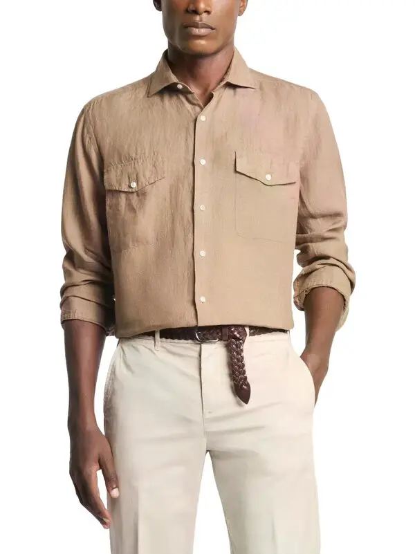 FAY Button-flap Pocket Shirt - Neutrals