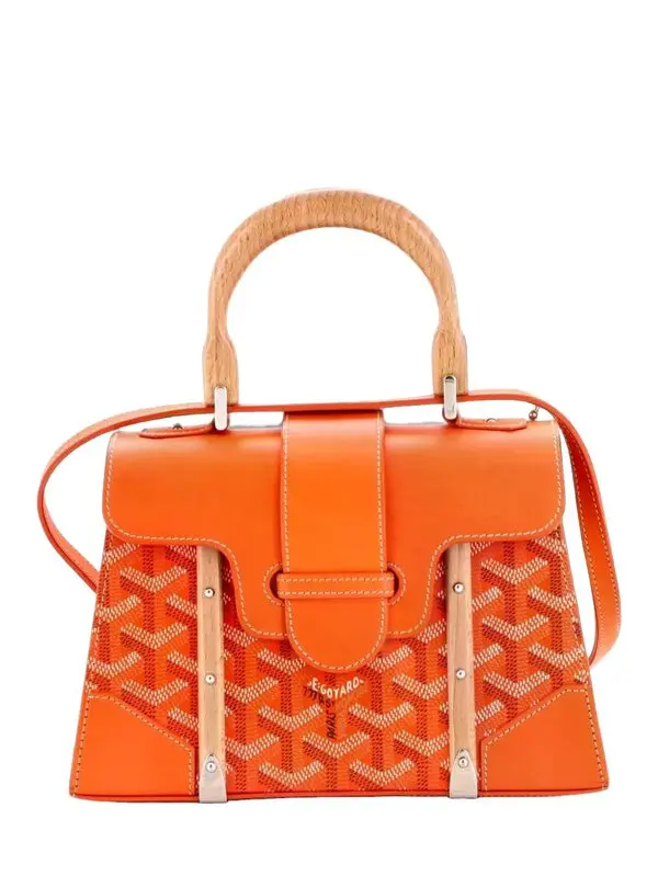 Goyard Structured Saigon Top Handle Coated Canvas With Leather Mini Satchel - Orange