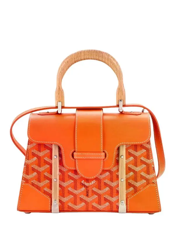 Goyard Structured Saigon Top Handle Coated Canvas With Leather Mini Satchel - Orange
