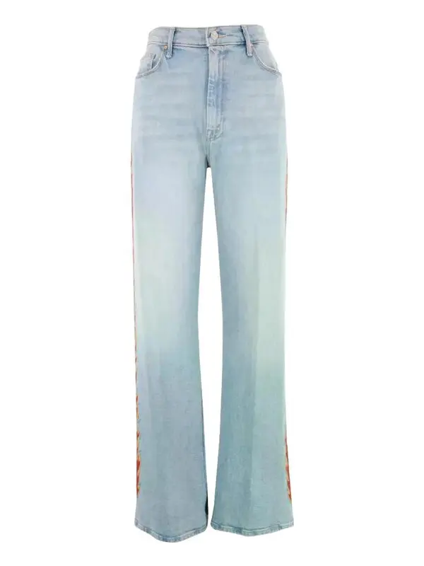 MOTHER The Saloon Sneak Flame-print Jeans - Blue
