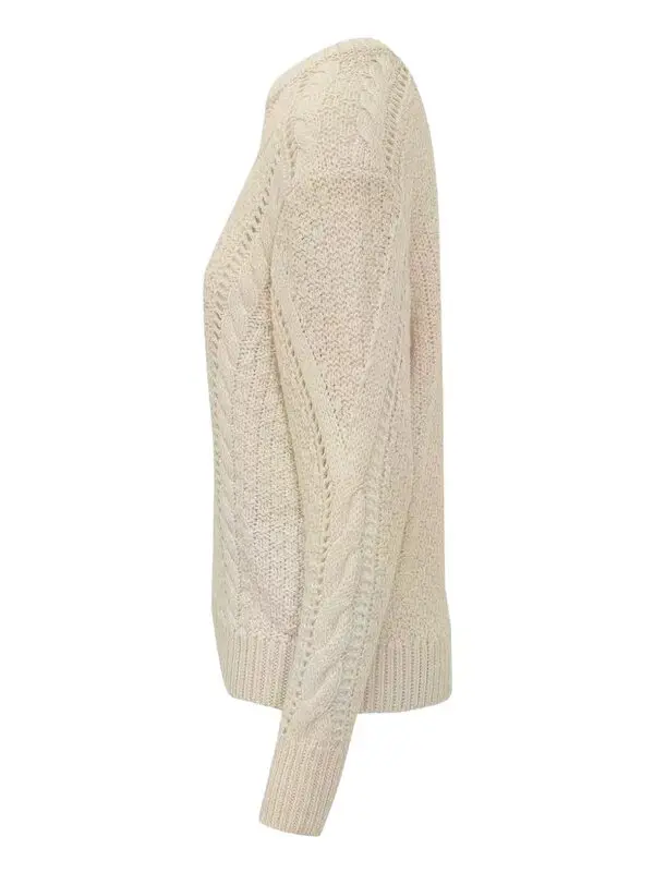 MARANT ETOILE Cable-knit Pointelle-trim Sweater - Neutrals