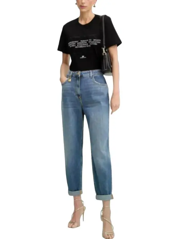Elisabetta Franchi Cotton Jersey Embroidered T-shirt - Black