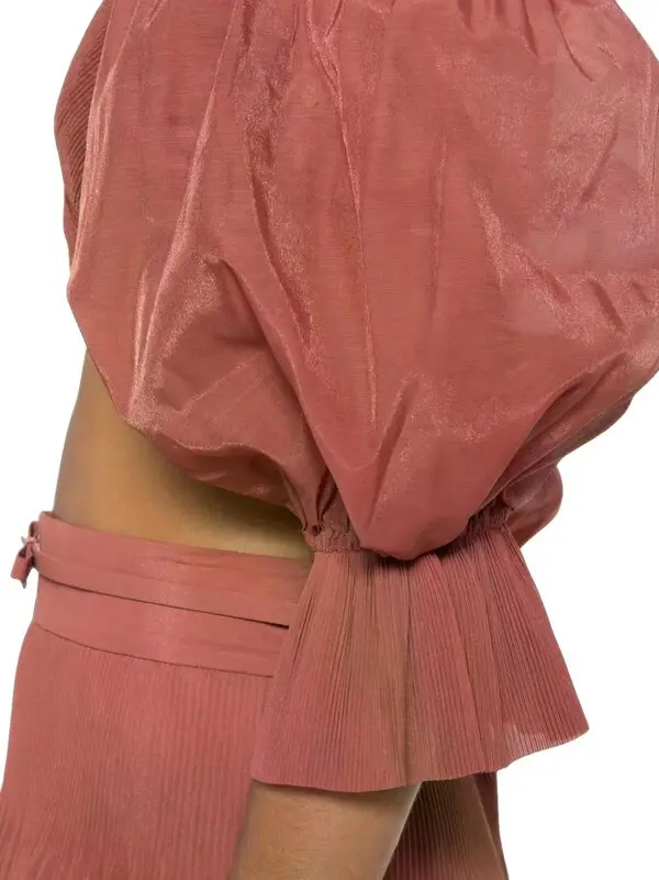 Zimmermann Pleated Puff-sleeve Top - Red