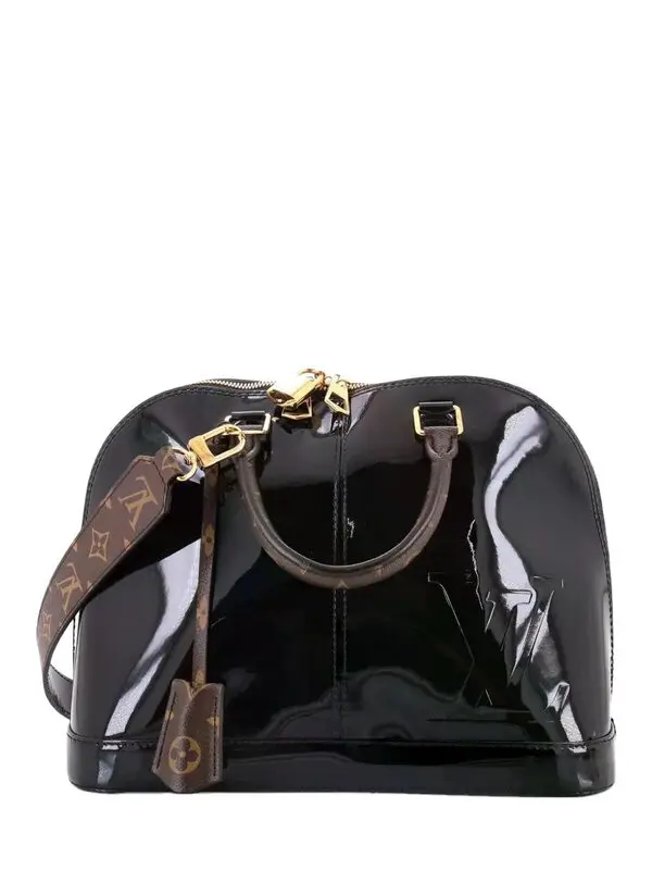 LOUIS VUITTON Alma Handbag Vernis With Monogram Canvas Pm Satchel - Black