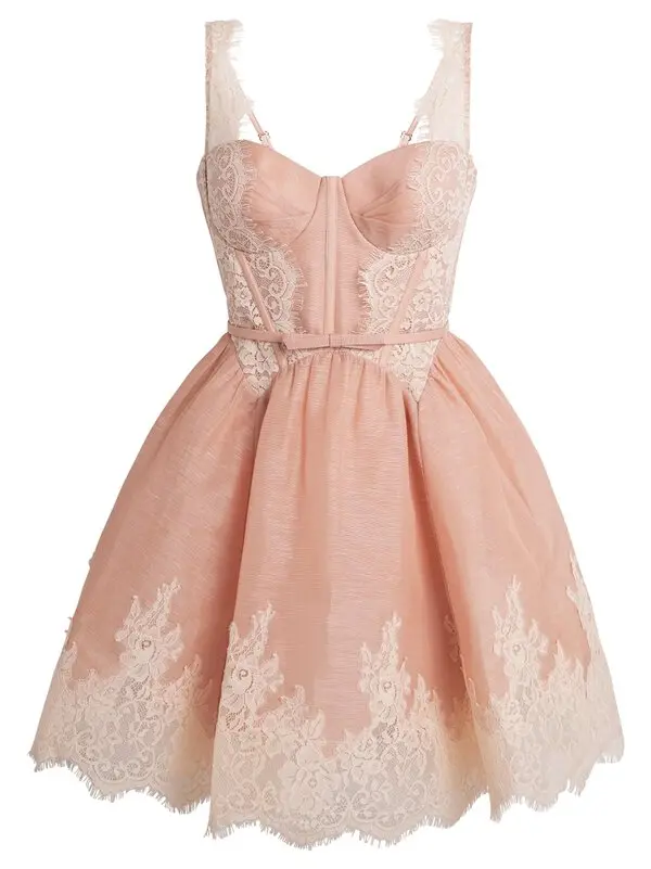 Zimmermann Linen-silk Valiant Mini Dress - Pink