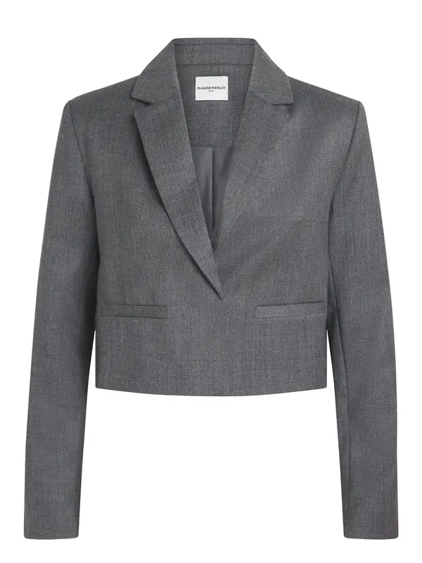 Claudie Pierlot Wool Cropped Blazer - Grey