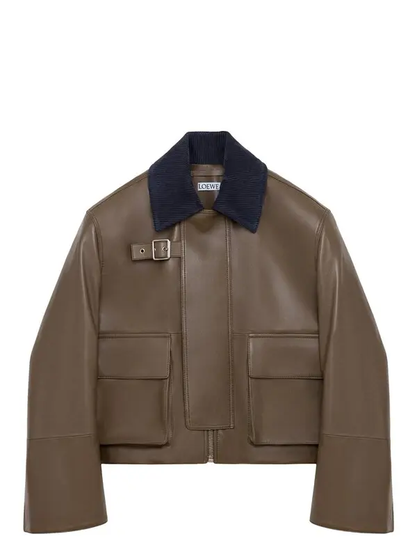 Loewe Lambskin Aviator Jacket - Green