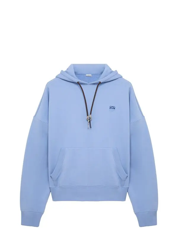 Loewe Cotton Key-detail Anagram Hoodie - Blue