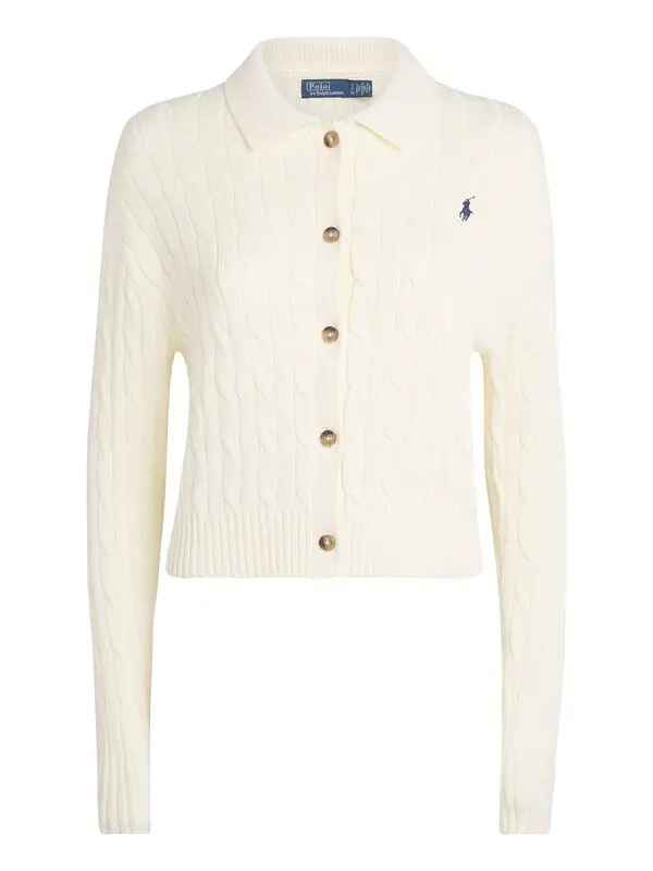 Polo Ralph Lauren Cotton Cable-knit Polo Cardigan - Neutral