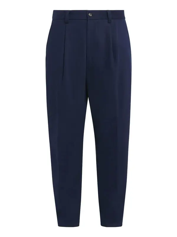 Eleventy Cotton-cashmere Pleated Straight Trousers - Blue