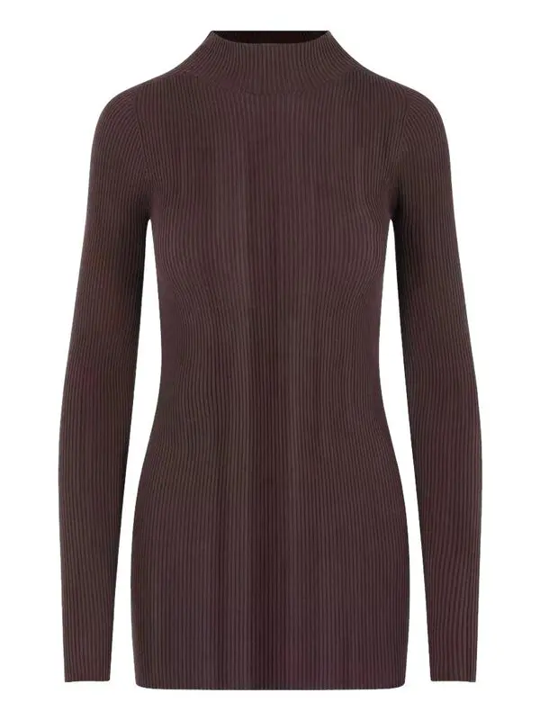 Rick Owens Rib-knit Mock-neck Sweater - Brown