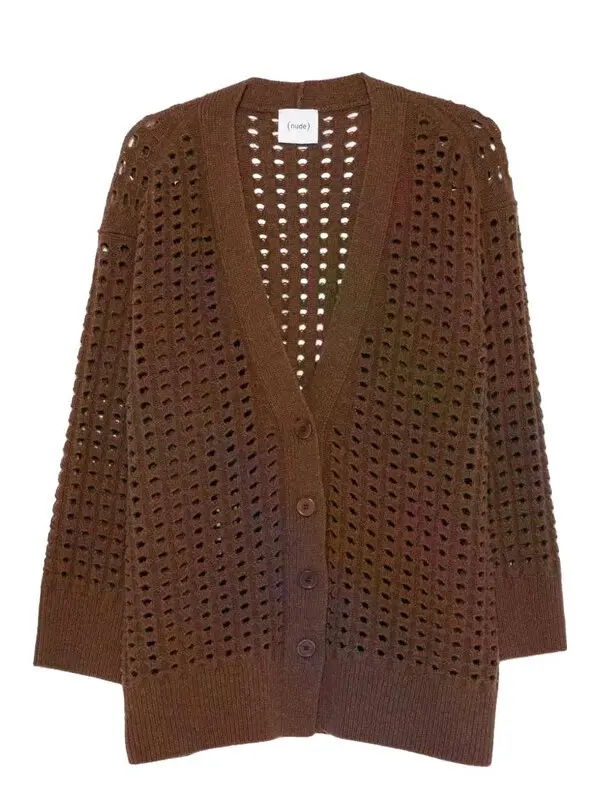 NUDE Perforated-knit Wool Cardigan - Brown