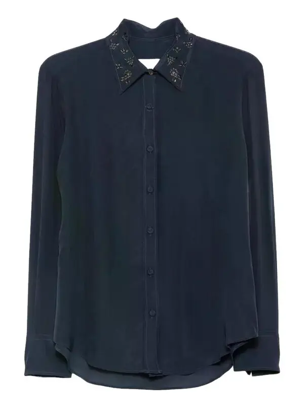 TRAME AUREE Crystal-embellished Long-sleeve Shirt - Blue
