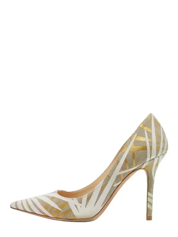 JIMMY CHOO Geometric-print Canvas Abel Pointed-toe Pumps - Neutrals