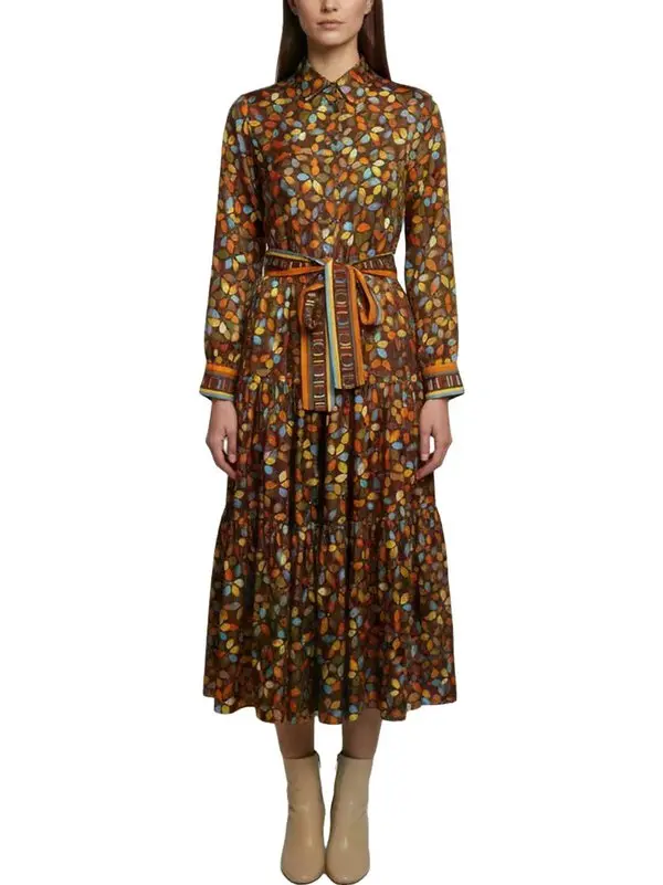 Carolina Herrera Floral Print Flared Midi Dress - Brown