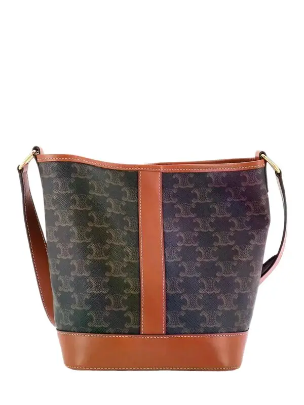 Celine Triomphe Coated Canvas Small Bucket Bag - Brown
