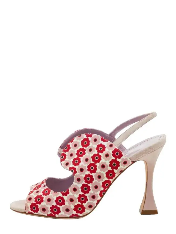 Manolo Blahnik Floral-print Slingback Sandals - Red