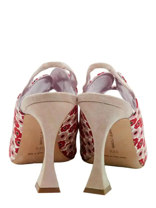 Manolo Blahnik Floral-print Slingback Sandals - Red