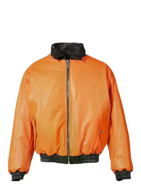 AWGE Reversible Leather Bomber Jacket - Black