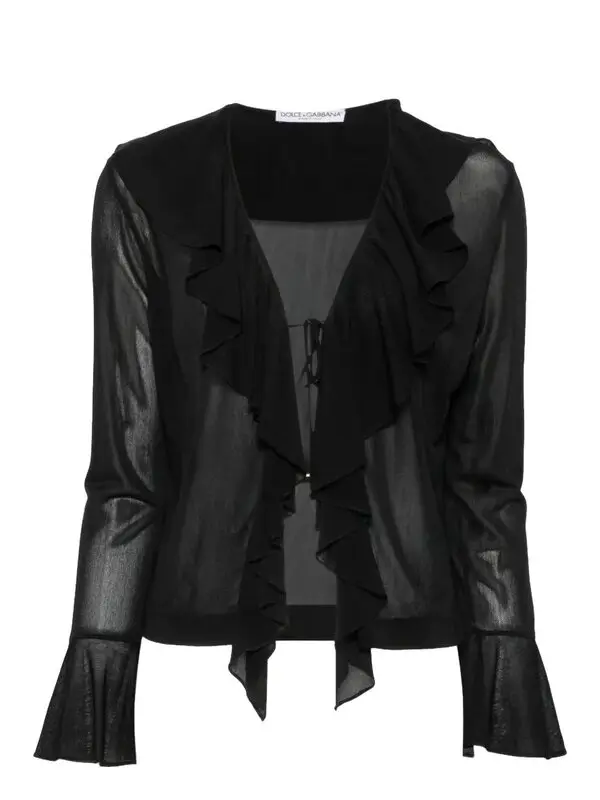 Gucci Ruffled Sheer Blouse - Black