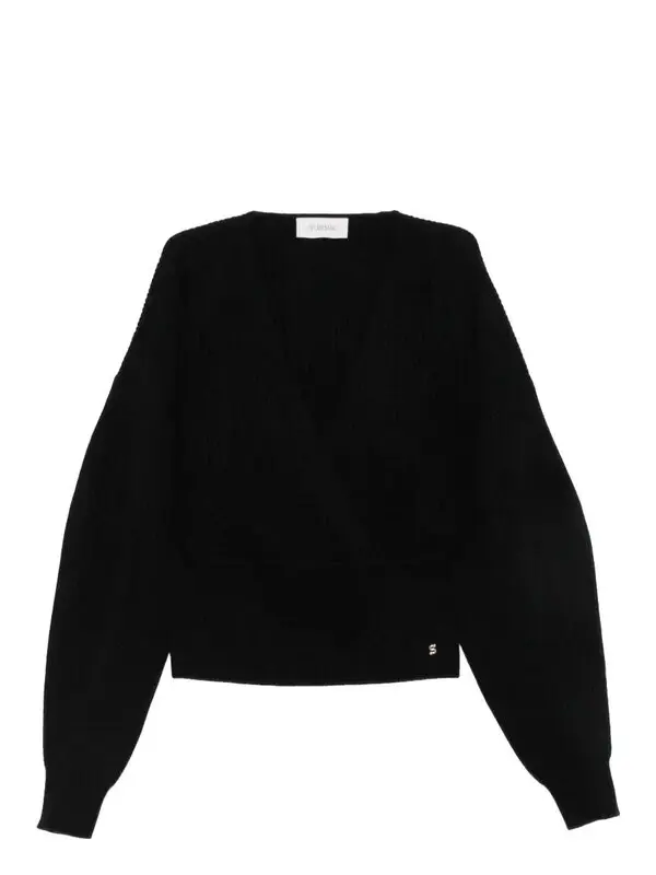 Sportmax Ribbed Wrap-style Sweater - Black