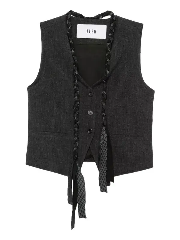 ELEH Braided-trim Sleeveless Waistcoat - Grey