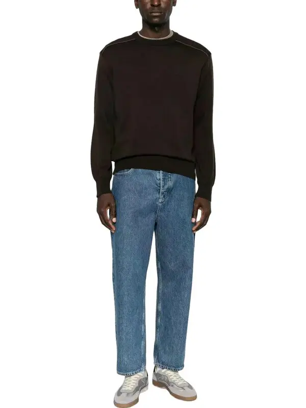 Paul & Shark Contrast-trim Crew-neck Sweater - Brown