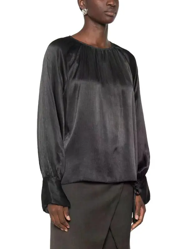 Dixie Satin-finish Tie-cuff Top - Black