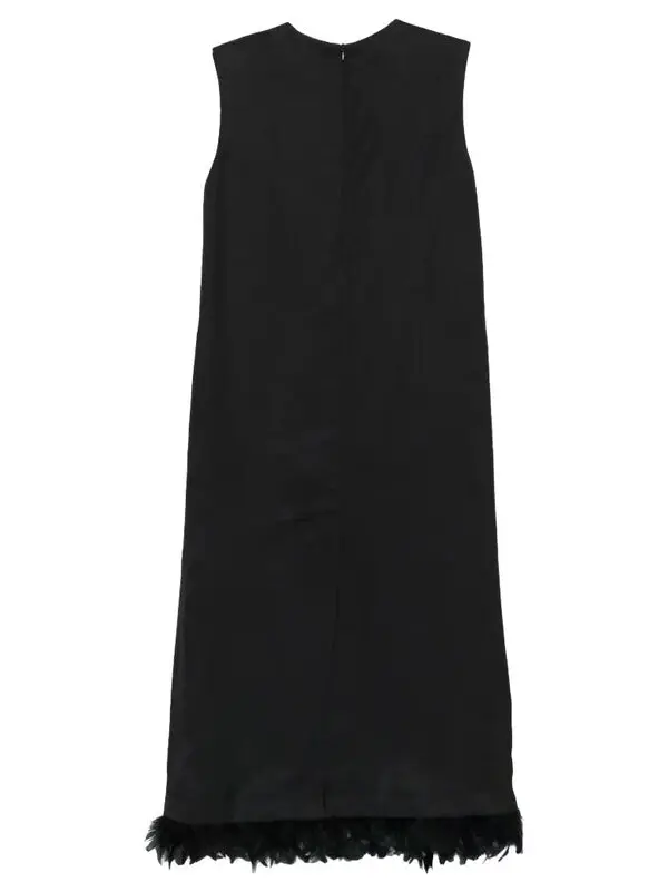 Plan C Feather-trim Sleeveless Maxi Dress - Black