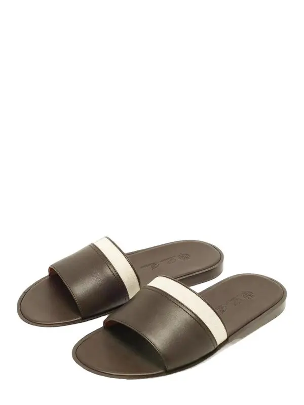 Loro Piana Canvas Leather Sandals - Brown