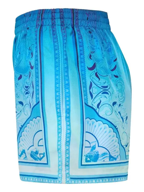 Casablanca Gradient Egyptian Rug Silk Shorts - Blue